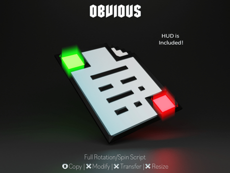 Second Life Marketplace - -OBVI- Full Rotation/Spin Script